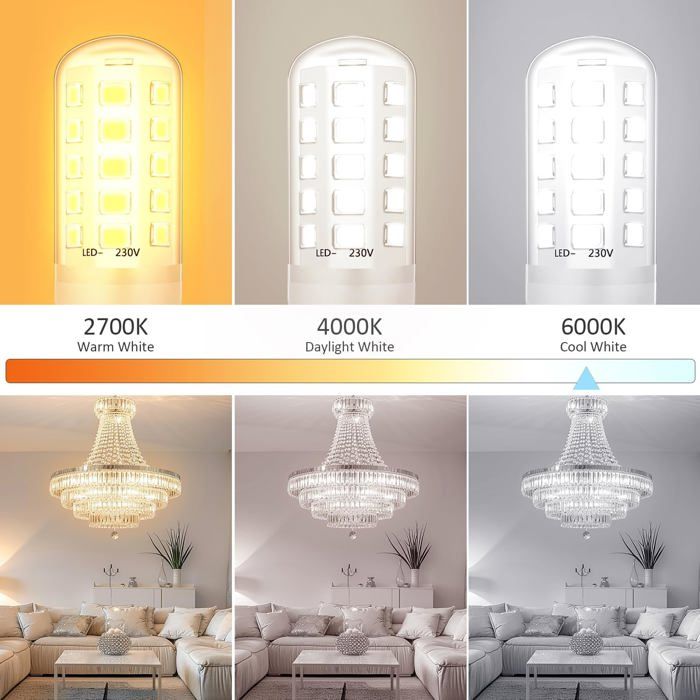 TRAHOO-LED G9 Ampoules 3W Blanc froid 6000K équivalent à 28W 33W 40W ...