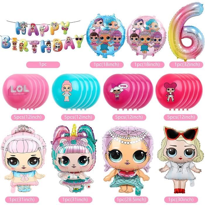 Decoration Anniversaire Poupee Lol 5 An Fille,Anniversaire Lol Ballon 5 ...