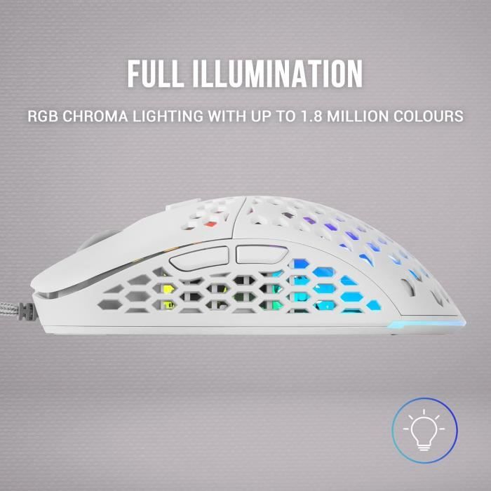 Filaire Mm55W Blanc, Souris Gaming Rgb Chroma, Ultra-Légère 55G, 12800 ...