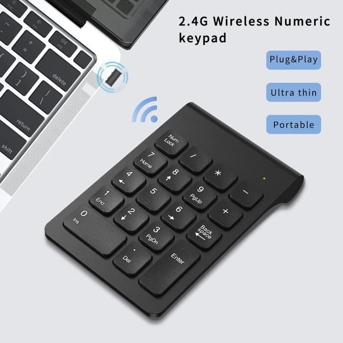 Pavé Numérique Sans Fil, Clavier Numérique Ergonomique Portatif Mini ...