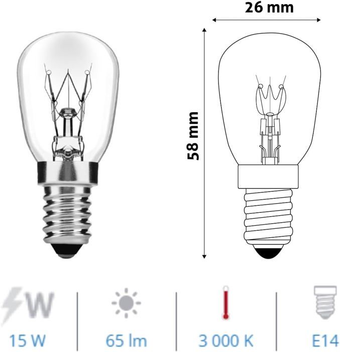 Lampine de four et réfrigérateur 15 W E14 (2, 15 W Frigo).[Z511 ...