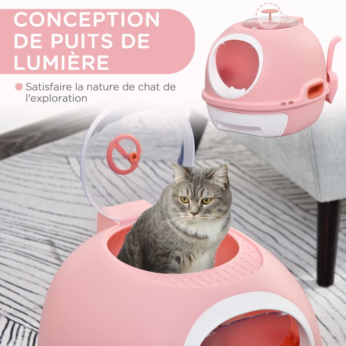 Bac à litière pour chat maison de toilette portable tiroir à litière ...