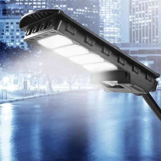 Mothiness Réverbère extérieur de LED Réverbère solaire 200LED IP65 étanche 300W détecteur de ...