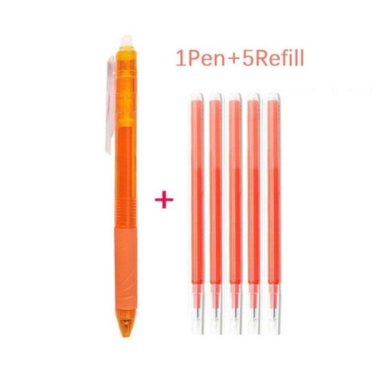 STYLO,6pcs orange set--Jeu de stylos à bille effaçables 0.5mm, 6 pièces ...