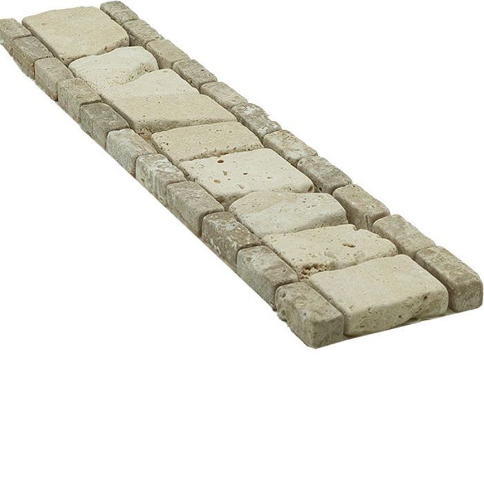 Bordure en mosaïque travertin mixte Carmenta - AL-018 - 6x29 cm - Pour décoration intérieure et ...