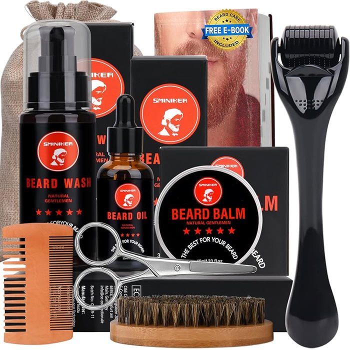 Men's Beard Kit 10 in 1 Beard Care Kit with Beard Oil, Beard Brush ...