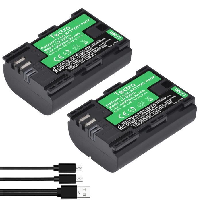 2 piles Batterie De Caméra 2800 Lpe6 Lp-e6 Pour Canon 5d Mark Ii Iii Iv ...