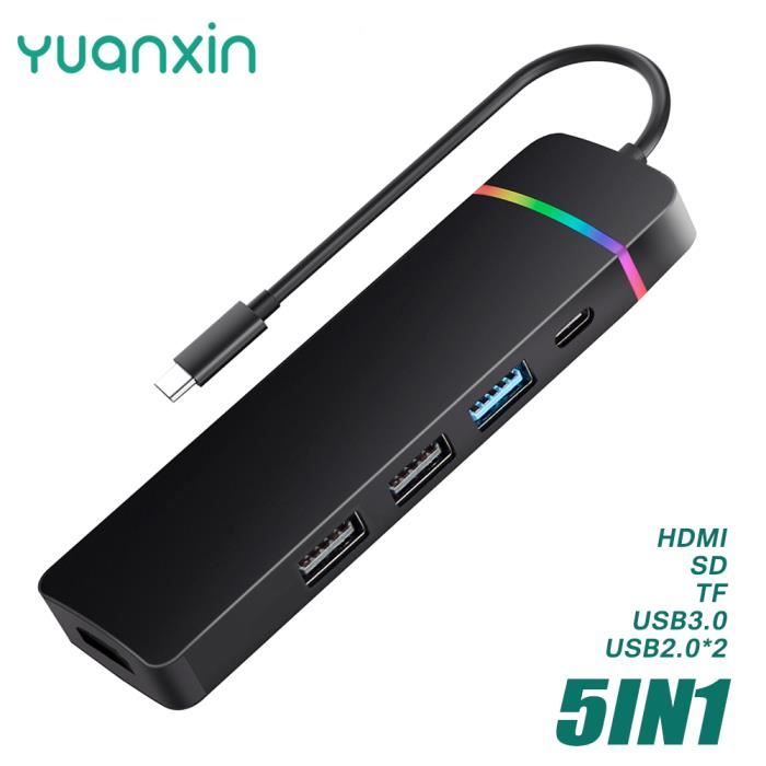 5en1RVB - Station'accueil 5 en 1 RGB Type C HUB HDMI 4K PD 60W usb 3.0 ...