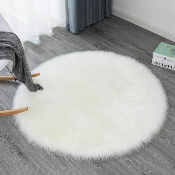 Tapis Salon Shaggy Poil Long Doux Moderne Rond Tapis Imitation Fourrure ...