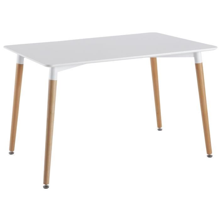 Table 120x80 cm coloris blanc et bois - Cdiscount Maison