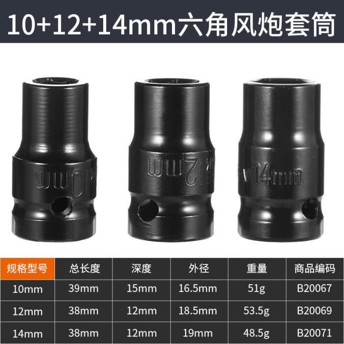 10-12-14 mm - 1PC Socket 1-4 "Clé À Douille À Tête Double EndHand Outil ...