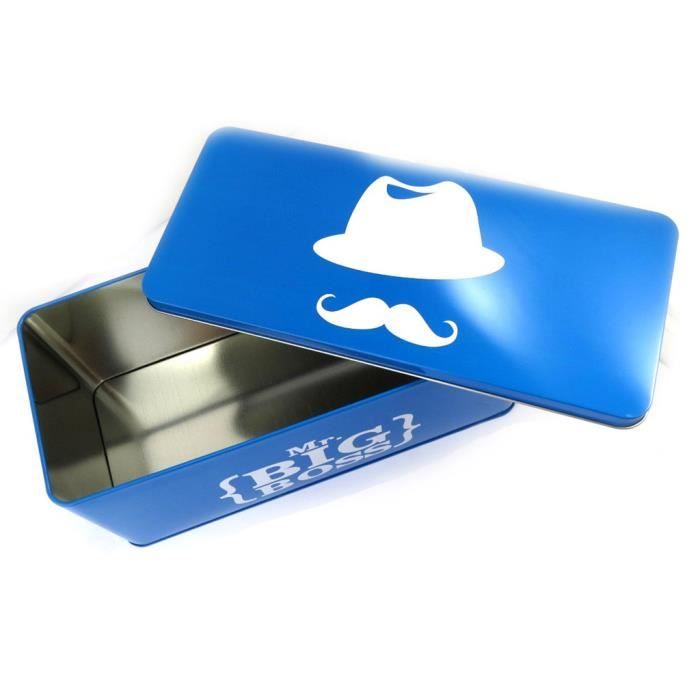 Boite métal "Moustache" bleu (Mr. Big Boss) - Cdiscount Maison