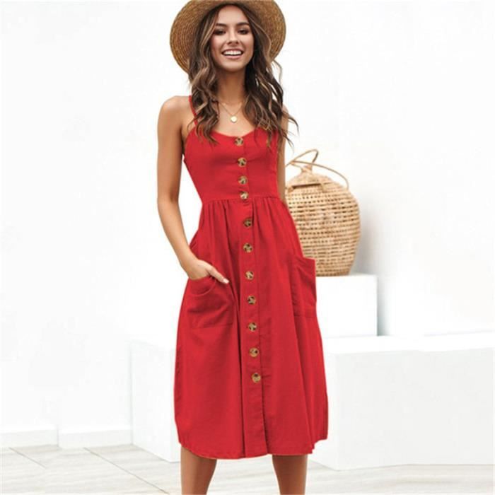 ROBE Femme - mode Simplicité l'été Sexy Fronde Boutons dos nu - style4 ...