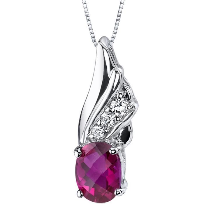 Collier avec Pendentif - Femme -Argent- Rubis - Achat / Vente sautoir ...
