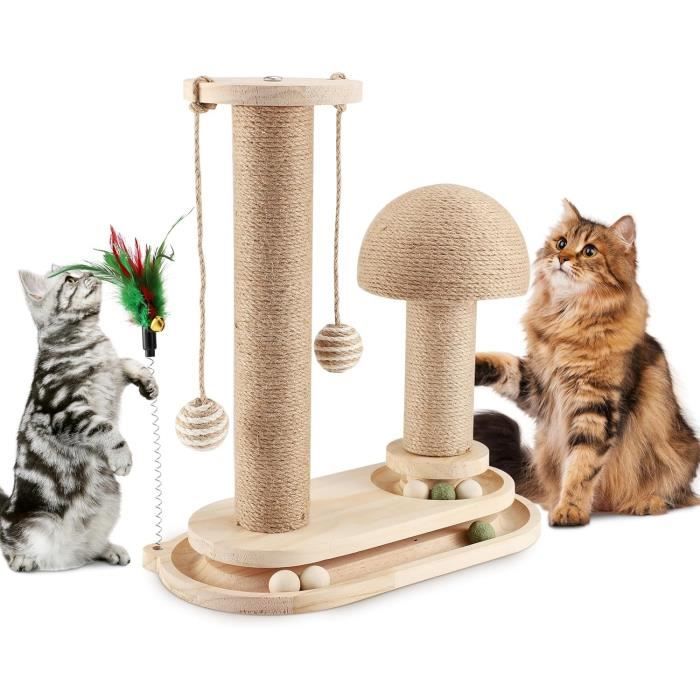 Jouet interactif pour chat - 2 couches - En bois - 4 en 1 - Avec ...