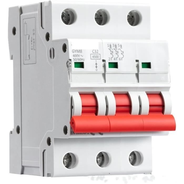 Disjoncteur Interrupteur Électrique 3P Mcb 6A 10A 16A 20A 25A 32A 40A 50A 63A 220V Mini ...