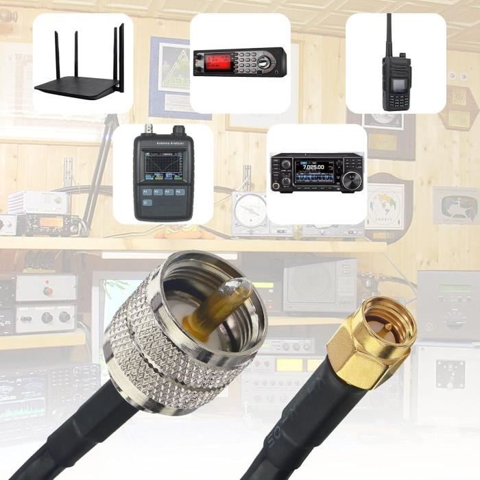 Câble Coaxial Sma Mâle Vers Uhf Pl-259 Mâle Rg58 Rf 50 Cm, Adapté Pour Analyseur D'Antenne ...