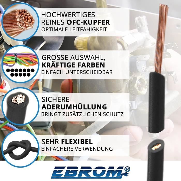 Câble Conducteur Flexible En Pvc H07V-K 2,5 Mm²-Couleur : Noir ...