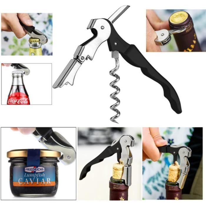 Ouvre Bouteille en Acier Inoxydable,Tire-Bouchon Professionnel,Ouvre-Bouteille à Double Levier ...