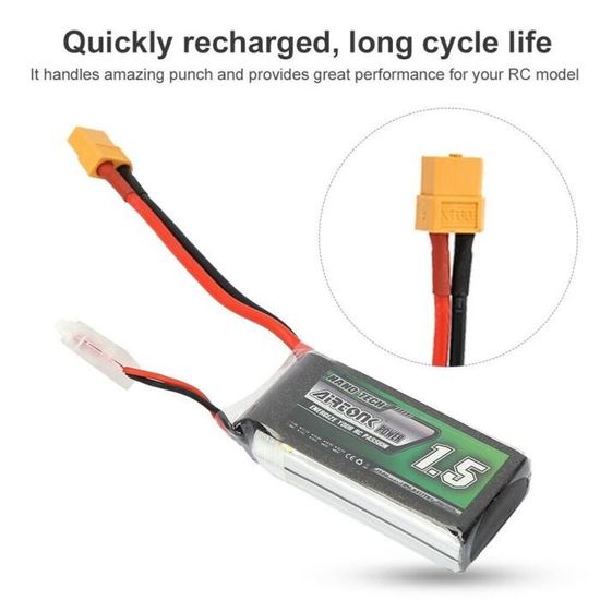 Airtonk 7.4V 1500mAh 30C 2S facturable LiPo XT60 Fiche batterie versez bateau - voiture - Drone ...
