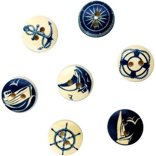 Boutons en Bois Style Marine créatifs Boutons mercerie Bouton pour ...