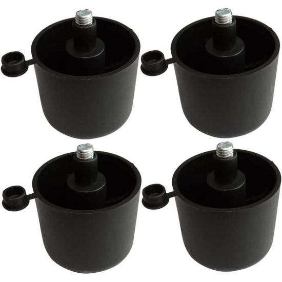 : 4x Pieds vérin de meuble réglable ajustable noir à emboîter Ø50mm ...