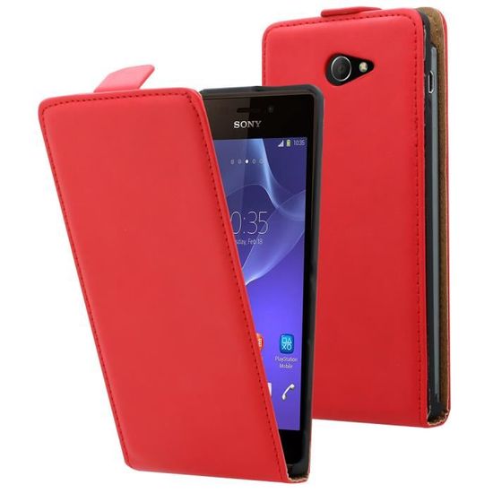 Housse etui Sony Xperia M2 rouge à clapet - Cdiscount Téléphonie