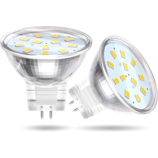 2W GU4 MR11 Ampoule LED 12V, Mini MR11 LED Reflector Ampoule Blanc Naturel 4000K, AC-DC 12V MR11 ...