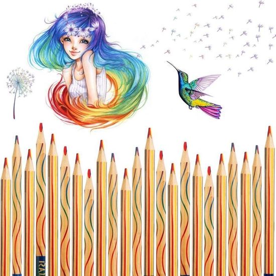 30 Pièces Crayon Arc-en-Ciel, Crayons de Couleur Arc-en-ciel 4 en 1, Crayons Rainbow Color ...