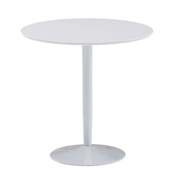 Table à manger ronde - WOHNLING - 75 cm - Blanc brillant - 2 places ...