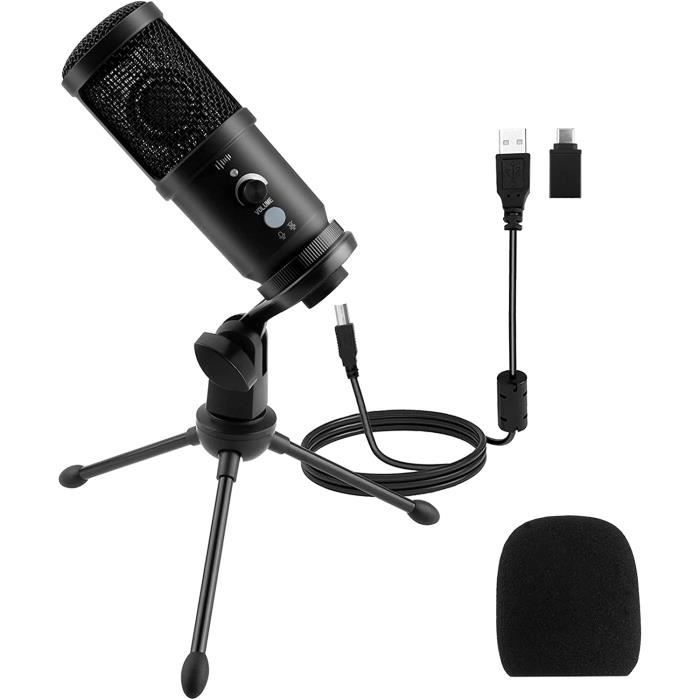 Microphone USB à condensateur pour PC avec supportmicrophone d ...
