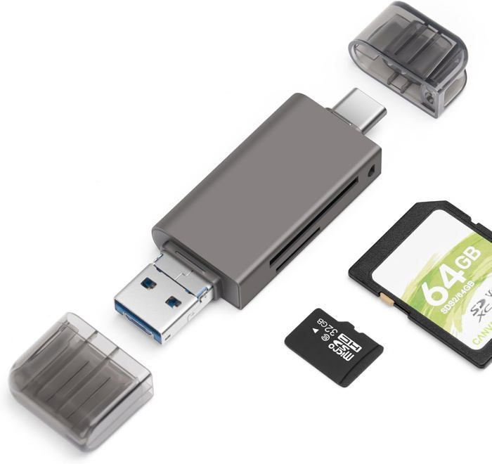 Lecteur De Carte Sd/Micro Sd, Borlterclamp Lecteur De Carte Mémoire 3 En 1 Avec Adaptateur Otg ...