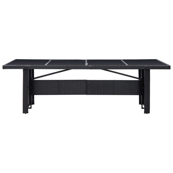 Table de jardin,table d'extérieur Noir 240x90x74 cm Résine tressée et ...