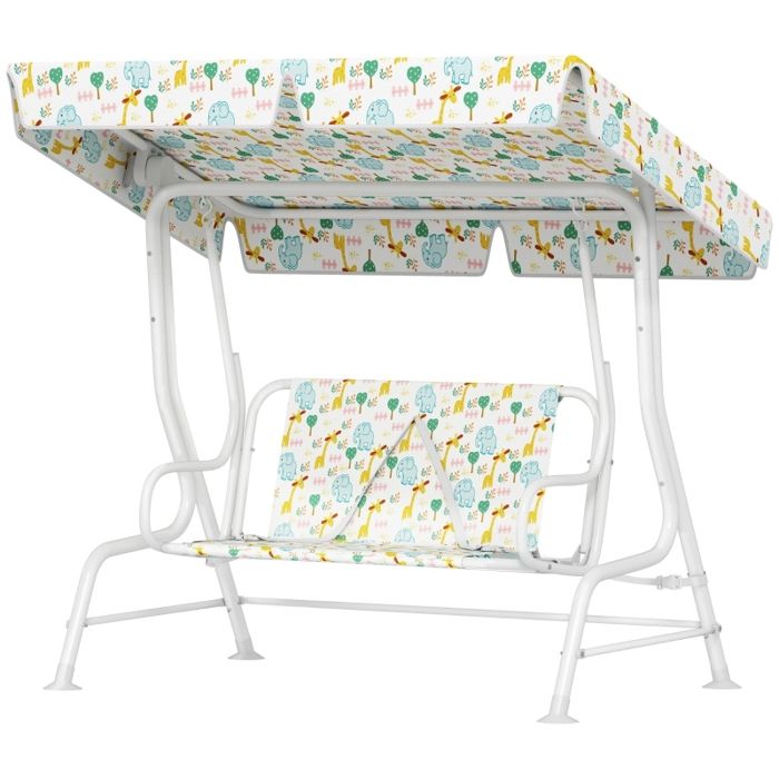Balancelle pour enfants 2 places cadre acier blanc 75x112x120 cm avec ...