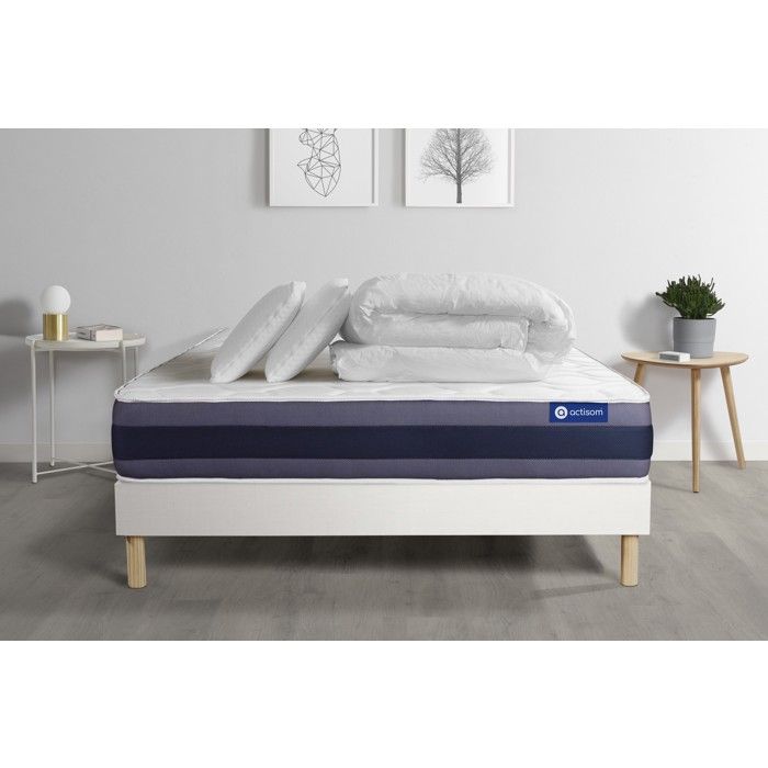 Pack prêt à dormir matelas Latex + Mémoire de forme ACTILATEX MORPHO 140x190 cm + sommier KIT ...