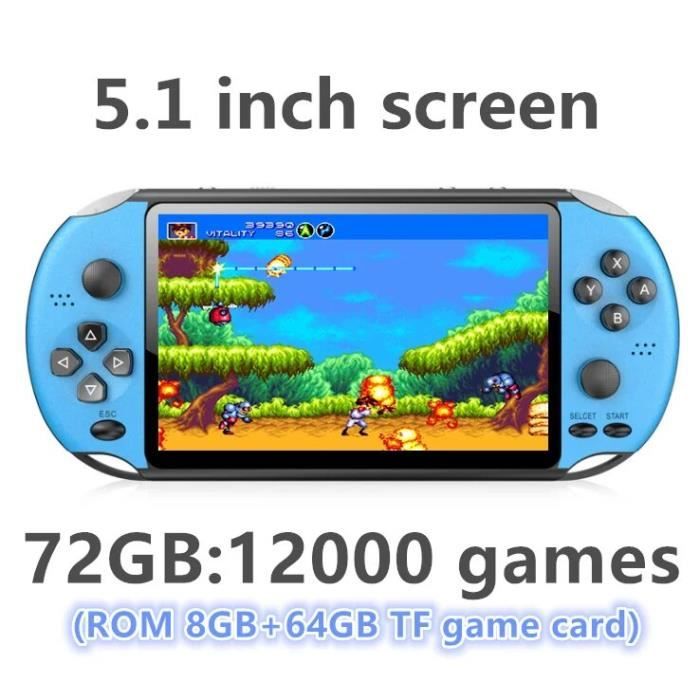 5.1 Blue 72G - console de jeux vidéo rétro de 5.1 pouces, 12000 jeux intégrés, émulateur d ...