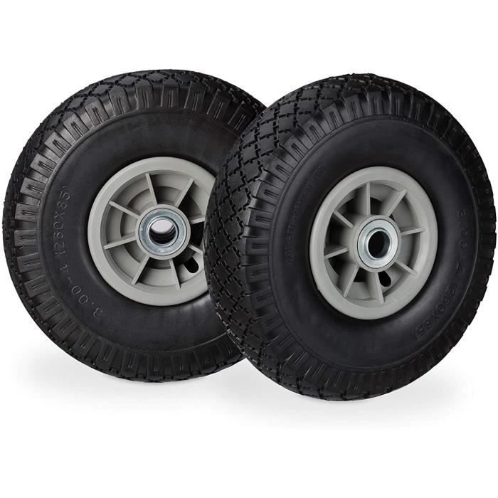 Roue de diable, 2x roue de brouette caoutchouc, 3.00-4", 260 x 85 mm ...