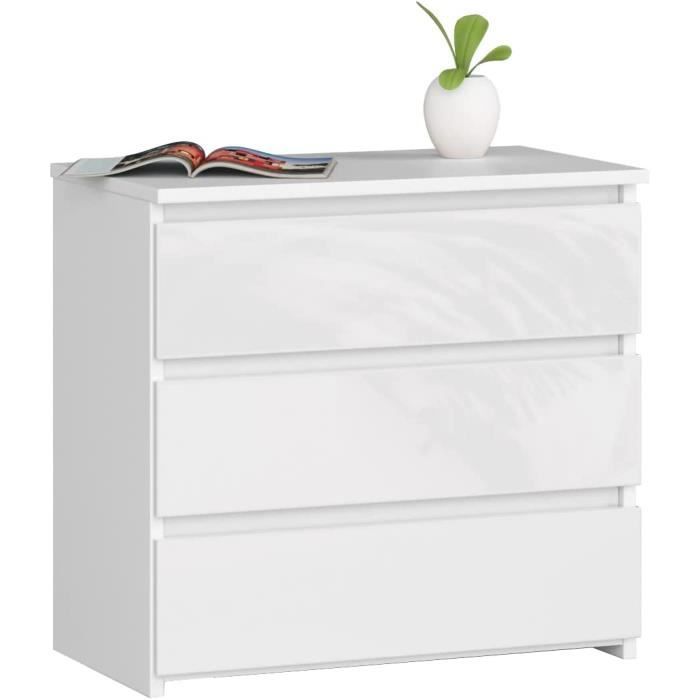 CL3 CLP Table de chevet 60 x 57 x 35 cm avec 3 tiroirs, table de chevet ...