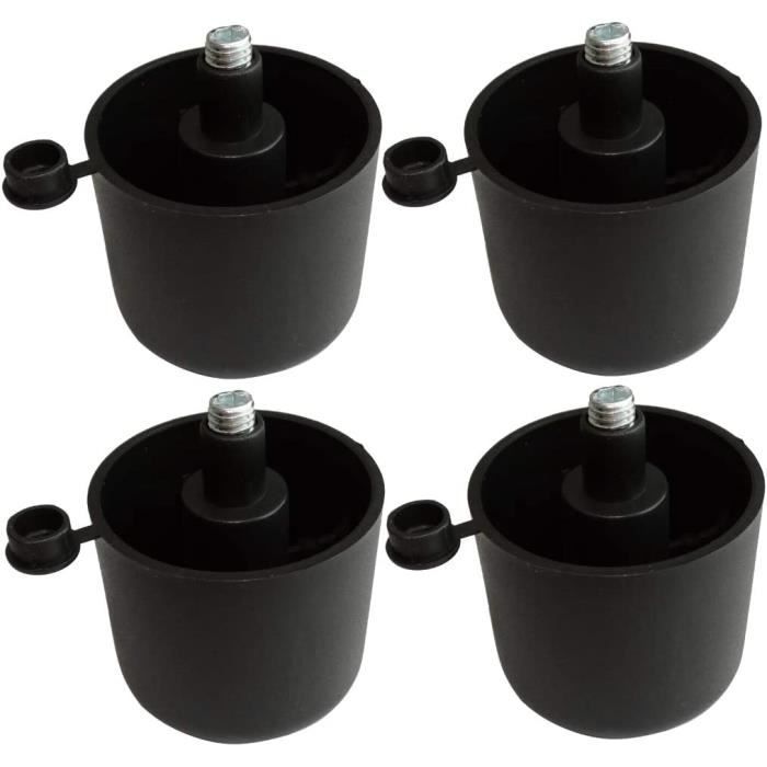 : 4x Pieds vérin de meuble réglable ajustable noir à emboîter Ø50mm ...