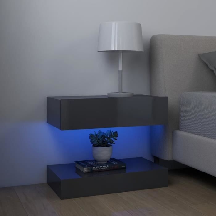 Table de nuit STAR - Moderne Tables de chevet 2 pcs Gris brillant 60x35 ...