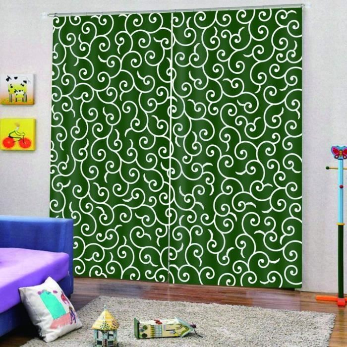 Rideau Occultant Thermiques Rideaux Salon Motif Blanc Vert Réduire ...