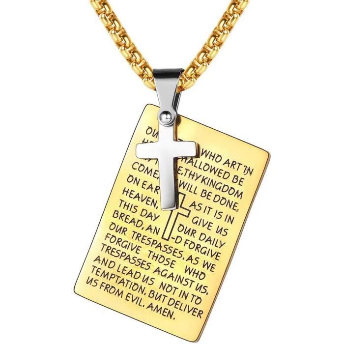 Collier Signe Religieux Homme Personnalisable,Pendentif Plaque Dog Tag ...