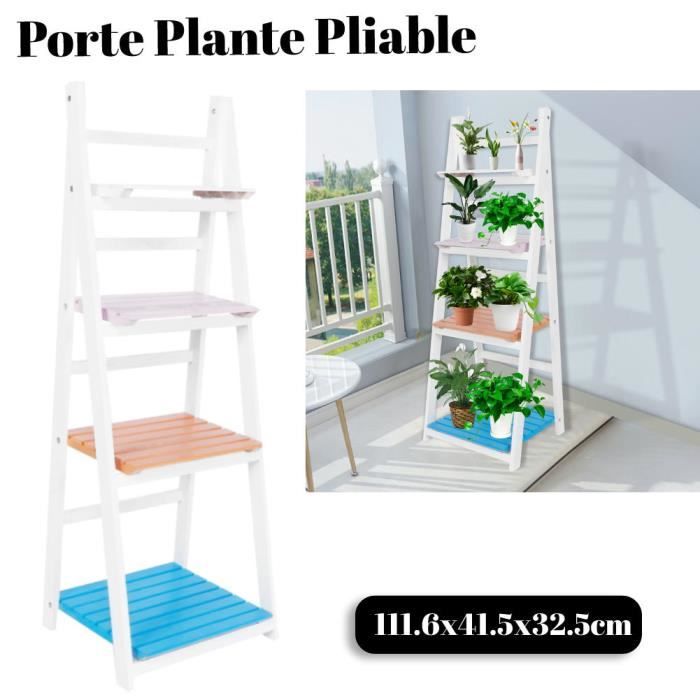 LIU Rack de stockage en bois massif 4 couches 111,6 x 41,5 x 32,5 cm ...