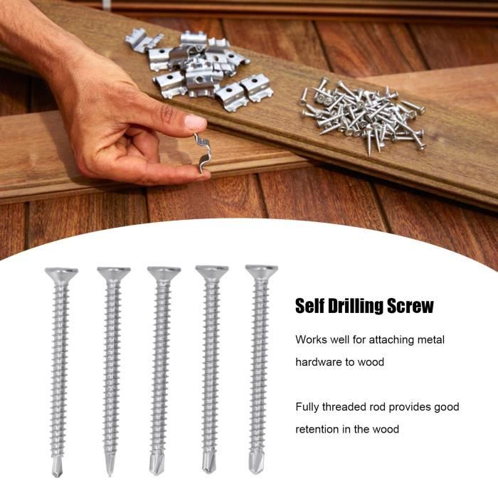 JIN-Vis autoperceuses - 200 pcs vis auto-perceuse tête fraisée en acier inoxydable 410 longueur ...