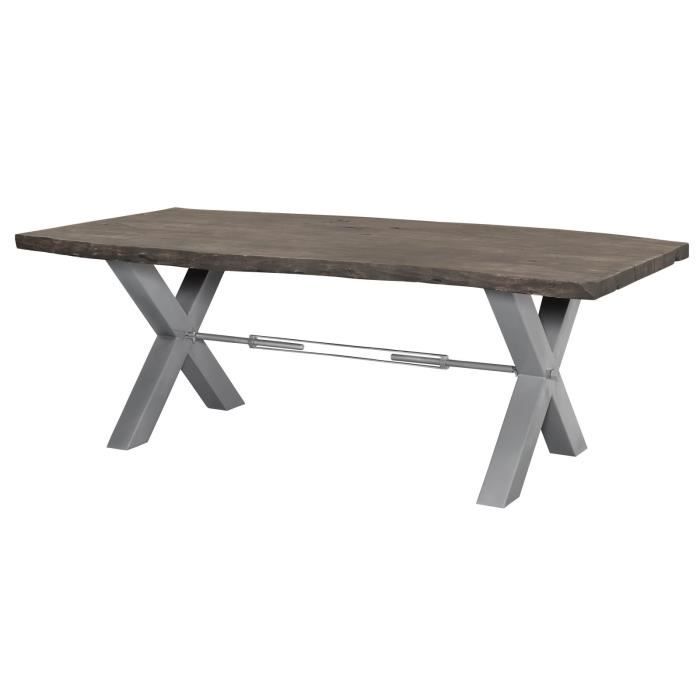 Table à manger 240x110 Acacia laqué Bois naturel IRON LABEL N° 188 ...