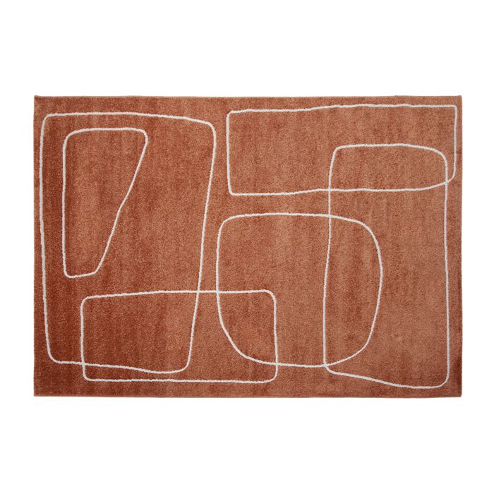 Miliboo - Tapis rectangulaire motif line art terracotta et blanc 160 x ...