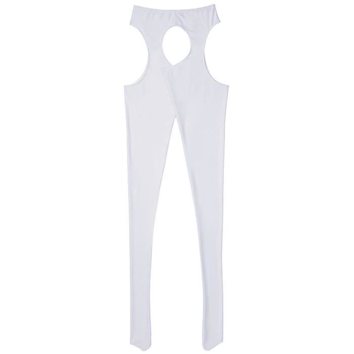 Blanc bas longs ajourés à entrejambe ouvert pour femmes, collants ...