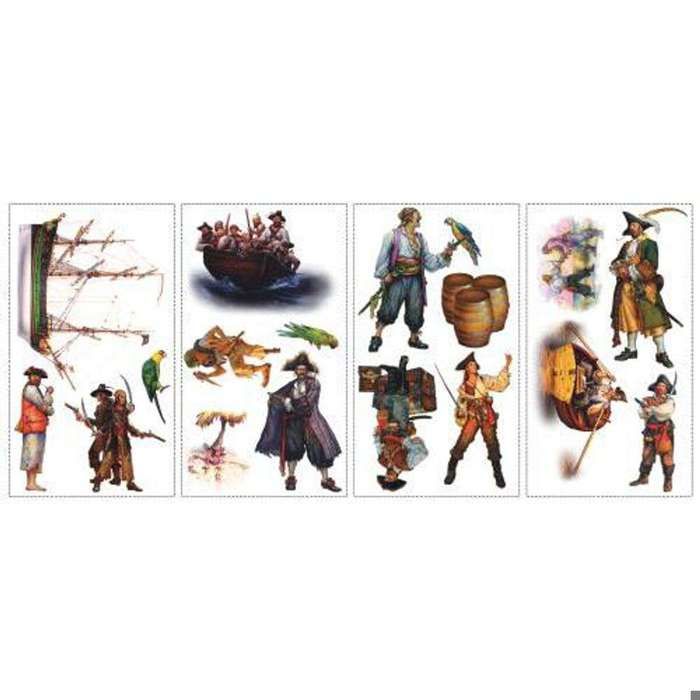 ROOMMATES Lot de 17 stickers PIRATES repositionnables 4 feuilles de 10 ...