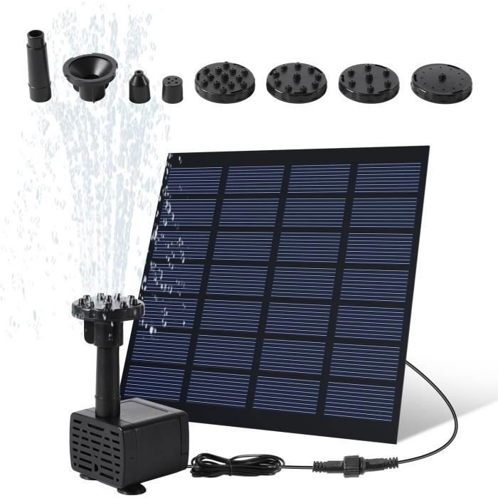 Fontaine Solaire,Pompe De Bassin Solaire Sans Balais 7 V 1,5W,Avec 10 Styles De Fontaine Pour ...