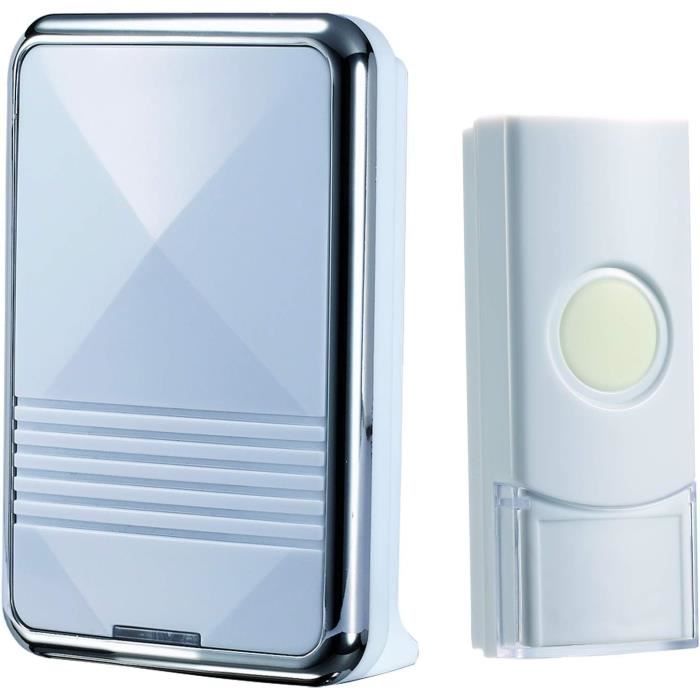 Sonnette sans fil sur piles SEMAC,portée 200mètres,Couleur blanc laquée ...